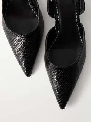 Staud Sebastian Snake-effect Leather Pumps