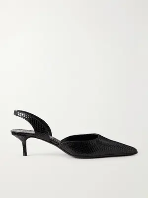 Staud Sebastian Snake-effect Leather Pumps - Black