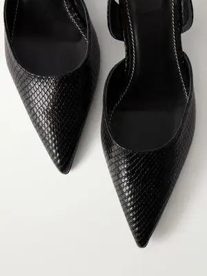 Staud Sebastian Snake-effect Leather Pumps