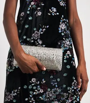 Rodo Satin Crystal-embellished Clutch Bag