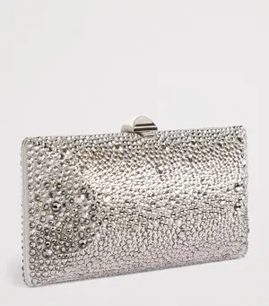 Rodo Satin Crystal-embellished Clutch Bag