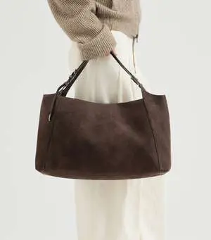 Brunello Cucinelli Suede Sartorial Shopper Tote Bag
