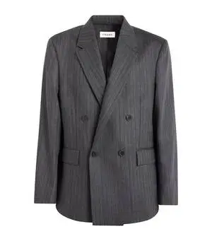 FRAME Wool Twill Pinstripe Blazer - Grey