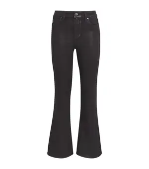Paige Coated Laurel Canyon Bootcut Jeans - Brown