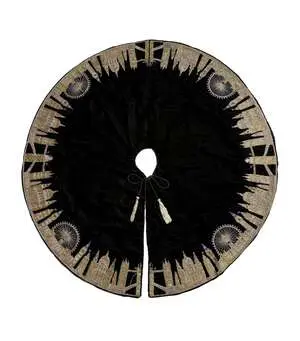 Harrods Embroidered London Skyline Tree Skirt - Black