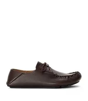 Loewe Leather Rambla Boat Shoes - Brown