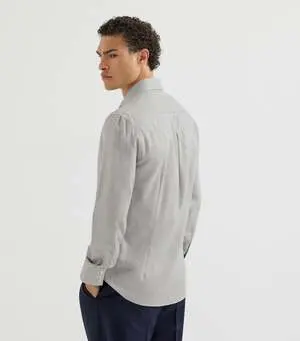 Brunello Cucinelli Cotton-blend Chevron Flannel Shirt - Grey