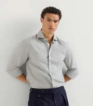 Brunello Cucinelli Cotton-blend Chevron Flannel Shirt - Grey