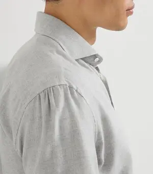 Brunello Cucinelli Cotton-blend Chevron Flannel Shirt - Grey