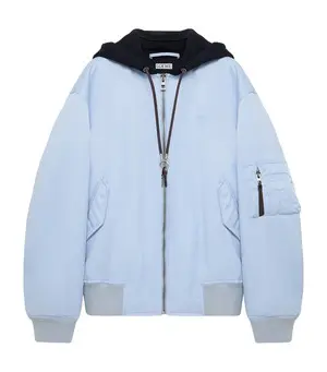 Loewe Anagram Hooded Bomber Jacket - Blue