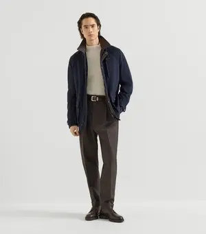 Brunello Cucinelli Virgin Wool Leather-trim Field Jacket