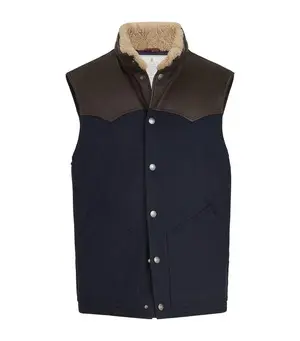 Brunello Cucinelli Wool Shearling-trim Gilet - Blue
