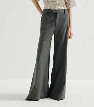 Brunello Cucinelli Wool-cashmere Flare Tailored Trousers