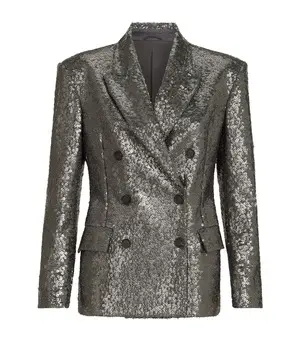 Brunello Cucinelli Virgin Wool Sequin Blazer - Grey