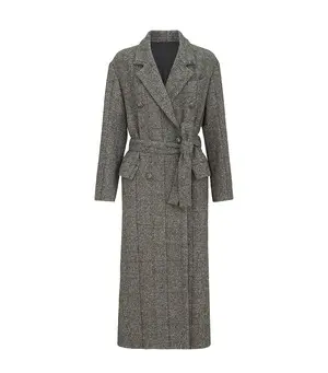 Brunello Cucinelli Wool Tweed Check Trench Coat - Grey