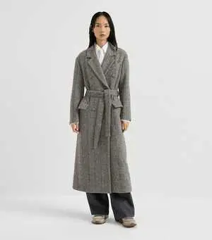 Brunello Cucinelli Wool Tweed Check Trench Coat
