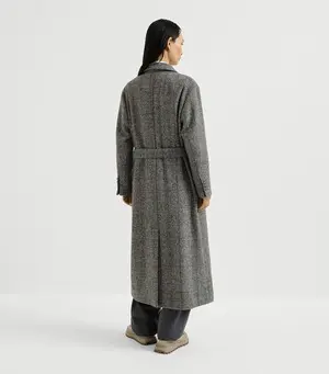 Brunello Cucinelli Wool Tweed Check Trench Coat
