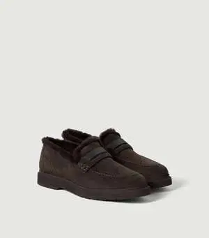 Brunello Cucinelli Suede-shearling Penny Loafers