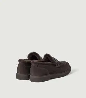 Brunello Cucinelli Suede-shearling Penny Loafers