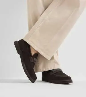 Brunello Cucinelli Suede-shearling Penny Loafers