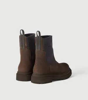Brunello Cucinelli Suede Knit Ankle Boots