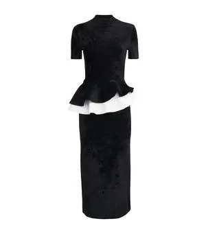 Roland Mouret Asymmetric Peplum Midi Dress - Black