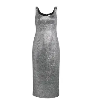 Roland Mouret Metallic Jacquard Midi Dress - Silver
