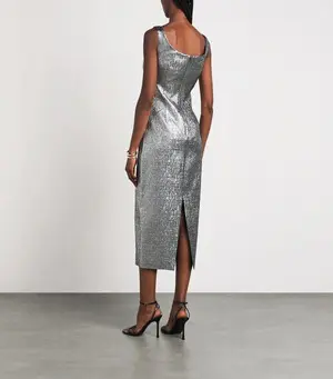 Roland Mouret Metallic Jacquard Midi Dress