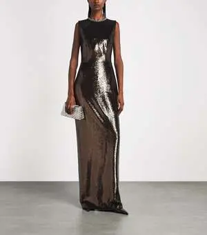 Roland Mouret Sequin Embellished-neck Gown