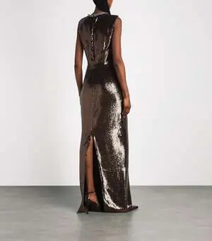 Roland Mouret Sequin Embellished-neck Gown