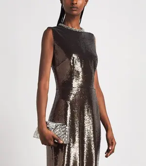Roland Mouret Sequin Embellished-neck Gown