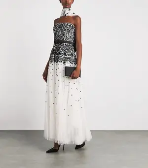 NEEDLE & THREAD Gilded Lace Maxi Dress With Scarf