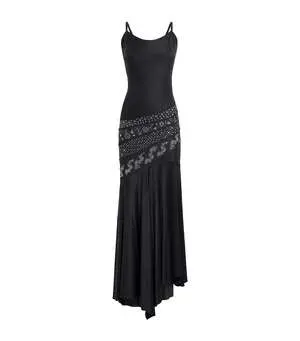 Rabanne Asymmetric-hem Embellished Gown - Black