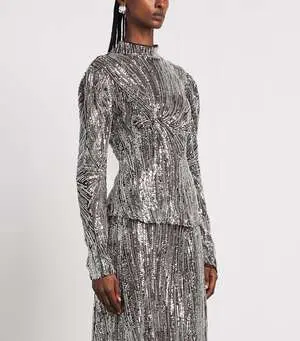 Rabanne Sequin-embellished High-neck Top
