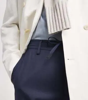 Canali Stretch-wool Drawstring Straight Trousers