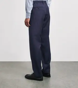 Canali Stretch-wool Drawstring Straight Trousers