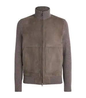 FIORONI CASHMERE Suede-wool Bomber Jacket