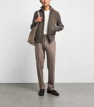FIORONI CASHMERE Suede-wool Bomber Jacket