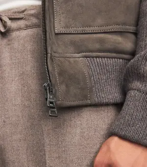 FIORONI CASHMERE Suede-wool Bomber Jacket
