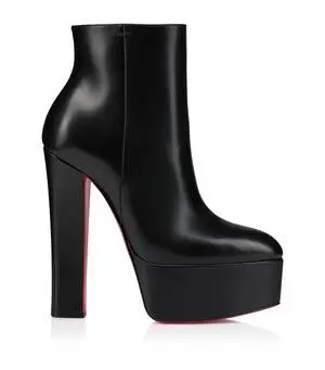 CHRISTIAN LOUBOUTIN Jenna Bootie 150 Leather Boots - Black