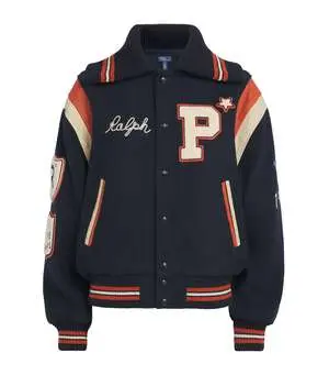 Polo Ralph Lauren Wool-blend Patchwork Bomber Jacket - Blue