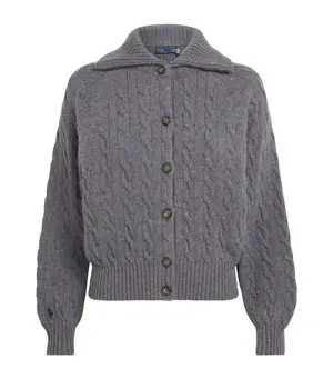 Polo Ralph Lauren Wool-cashmere Cable-knit Cardigan - Grey