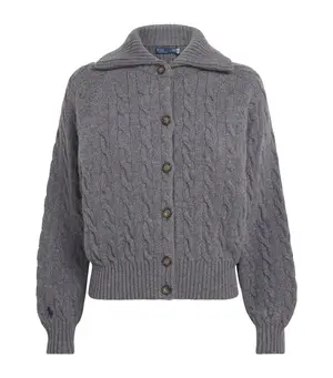 Polo Ralph Lauren Wool-cashmere Cable-knit Cardigan - Grey
