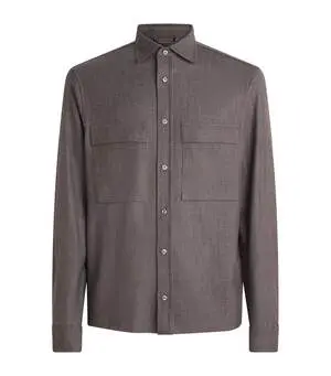 Paul & Shark Wool-silk-linen-blend Overshirt - Grey