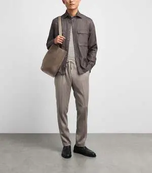 Paul & Shark Wool-silk-linen-blend Overshirt - Grey
