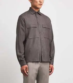 Paul & Shark Wool-silk-linen-blend Overshirt - Grey