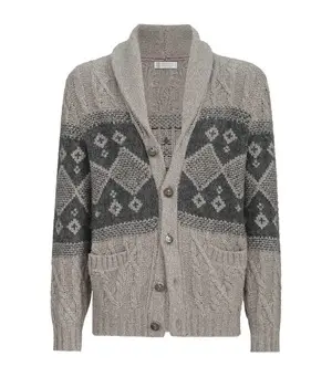 Brunello Cucinelli Virgin Wool-silk-cashmere Cardigan - Grey