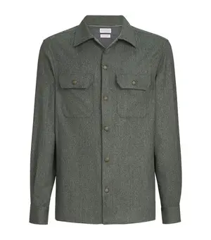 Brunello Cucinelli Virgin Wool Flannel Overshirt - Green