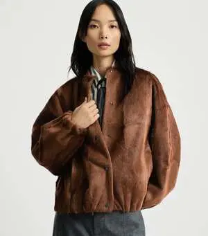 Brunello Cucinelli Cashmere Shearling Bomber Jacket
