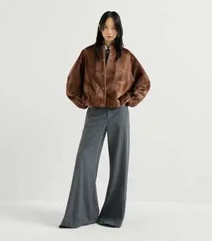 Brunello Cucinelli Cashmere Shearling Bomber Jacket